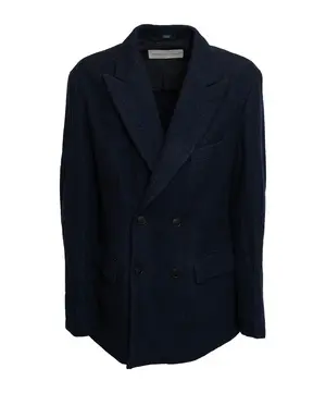 Dries Van Noten Double Breasted Long Sleeved Coat - Navy