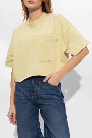 Bottega Veneta Cropped T-shirt With Pocket Detail - Nude