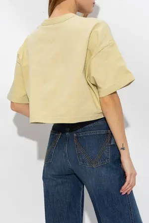 Bottega Veneta Cropped T-shirt With Pocket Detail - Nude