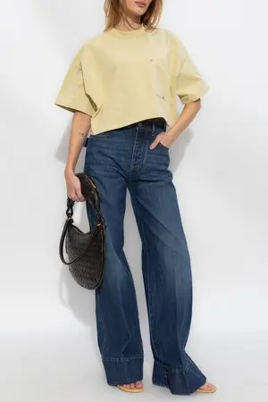 Bottega Veneta Cropped T-shirt With Pocket Detail - Nude