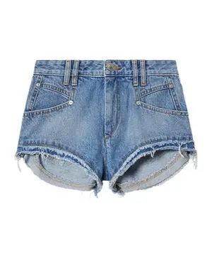 Isabel Marant Étoile Eneidala Denim Shorts With Tassel Trim - Blue