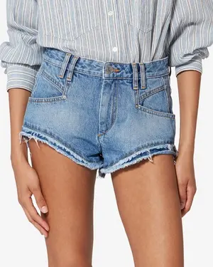 Isabel Marant Étoile Eneidala Denim Shorts With Tassel Trim - Blue