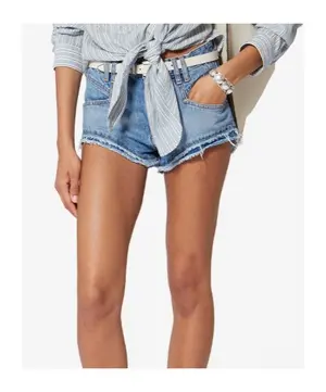 Isabel Marant Étoile Eneidala Denim Shorts With Tassel Trim - Blue