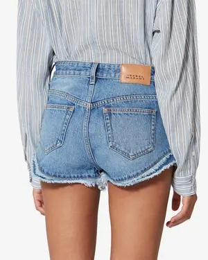 Isabel Marant Étoile Eneidala Denim Shorts With Tassel Trim - Blue