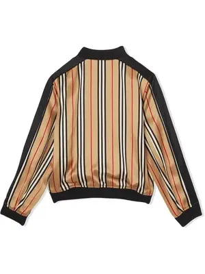 Burberry Icon Stripe Satin Bomber Jacket