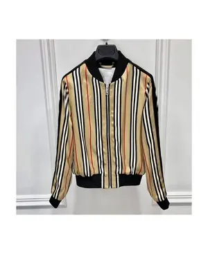 Burberry Icon Stripe Satin Bomber Jacket