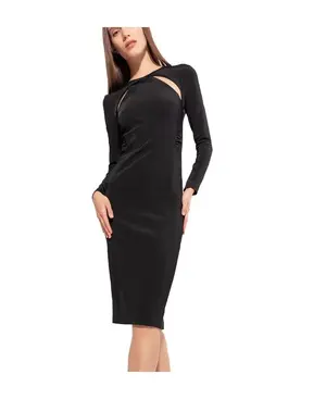 Pinko Long Sleeve Cut Out Midi Dress
