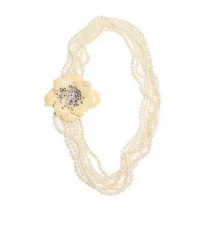Valentino Garavani Multi-strand Pearl Necklace With Floral Brooch