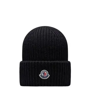 Moncler Wool Cashmere Beanie - Black