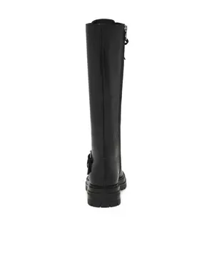 GIANVITO ROSSI Leather Knee High Lace Up Boots With Buckle Detail - Black