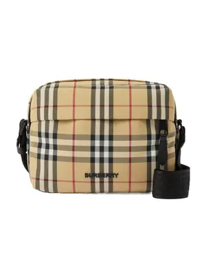 Burberry Check-pattern Logo Lettering Shoulder Bag - Brown