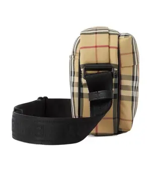 Burberry Check Pattern Logo Lettering Shoulder Bag