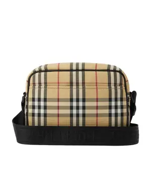 Burberry Check Pattern Logo Lettering Shoulder Bag