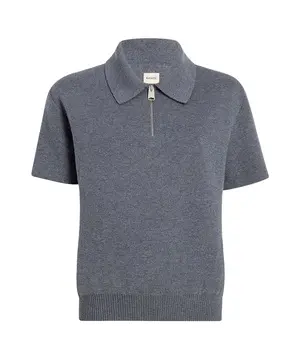 Khaite Guillaume Knitted Polo Top With Zipper Detail