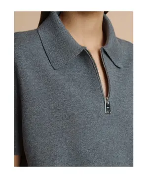 Khaite Guillaume Knitted Polo Top With Zipper Detail