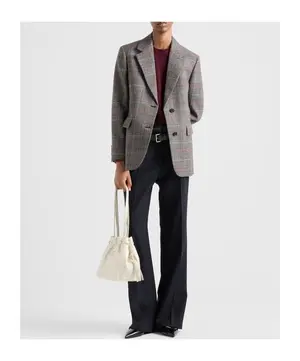 Prada Single-breasted Houndstooth Blazer - Ebony