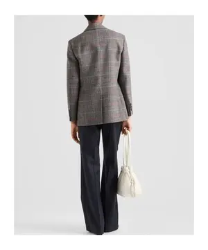 Prada Single-breasted Houndstooth Blazer - Ebony