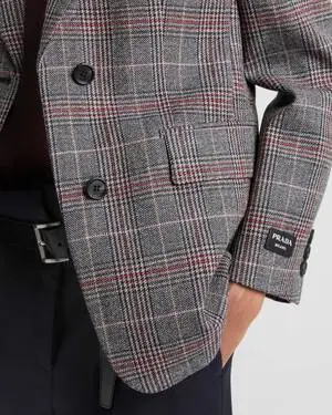 Prada Single-breasted Houndstooth Blazer - Ebony