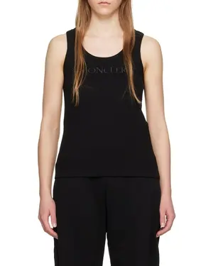 Moncler Logo Embroidered Ribbed Tank Top - Black