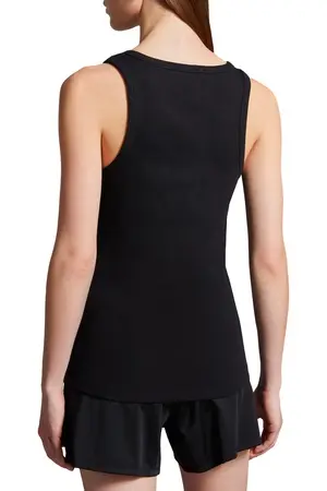 Moncler Logo Embroidered Ribbed Tank Top - Black