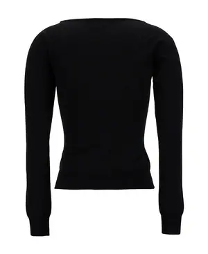 Alexander McQueen Long Sleeved Square Neck Knitted Top - Black