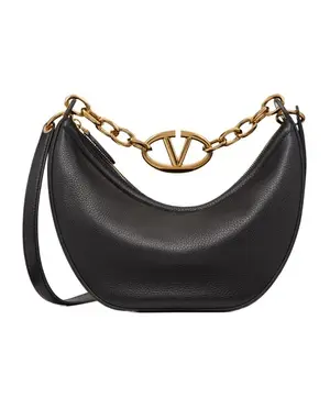 Valentino Garavani Vlogo Moon Zip-up Small Hobo Bag - Black