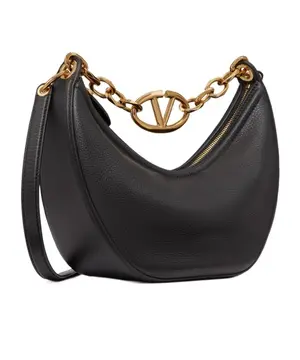 Valentino Garavani Vlogo Moon Zip-up Small Hobo Bag - Black