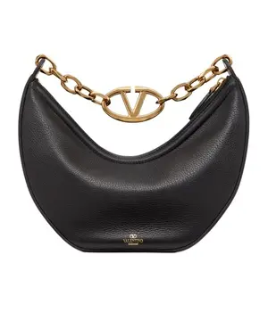 Valentino Garavani Vlogo Moon Zip-up Small Hobo Bag - Black