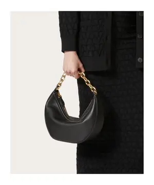 Valentino Garavani Vlogo Moon Zip-up Small Hobo Bag - Black