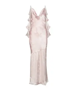ROTATE BY BIRGER CHRISTENSEN Halter Neck Maxi Floral Jacquard Dress With Ruffled Details - No