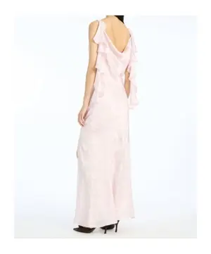ROTATE BY BIRGER CHRISTENSEN Halter Neck Maxi Floral Jacquard Dress With Ruffled Details - No