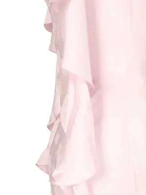 ROTATE BY BIRGER CHRISTENSEN Halter Neck Maxi Floral Jacquard Dress With Ruffled Details - No