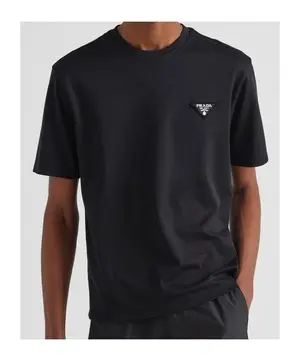 Prada Logo Detailed Crewneck T-shirt - Black