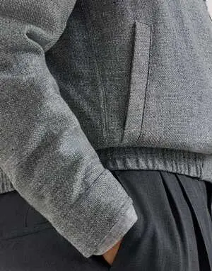 Brunello Cucinelli Stand Collar Hopsack Outerwear Jacket - Medium Grey