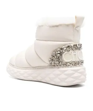 JIMMY CHOO Round Toe Padded Boots With Embellishment