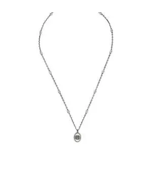Gucci Sterling Silver Oval Necklace With Gg Motif