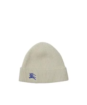 Burberry Logo Embroidered Ribbed-knit Beanie - Plaster