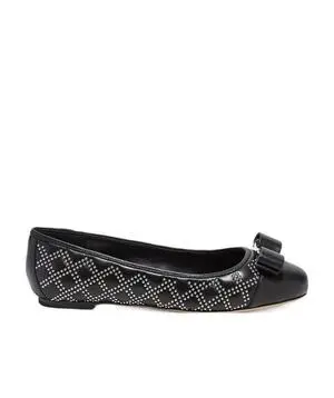 FERRAGAMO Studded Ballet Flats With Bow Detailing