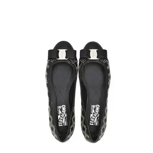 FERRAGAMO Studded Ballet Flats With Bow Detailing