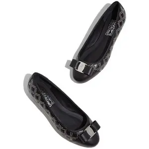 FERRAGAMO Studded Ballet Flats With Bow Detailing