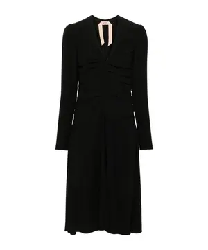 N.21 Long Sleeved V-neck Dress With Pendant Detail