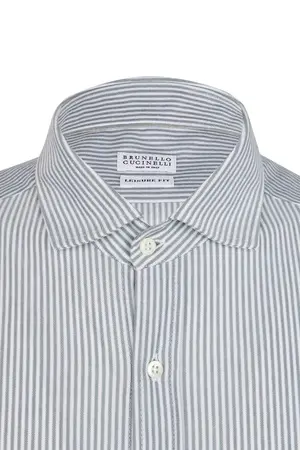 Brunello Cucinelli Striped Button-up Shirt - Gray