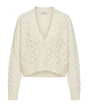Max Mara Embellished Ribbed Knit Cardigan