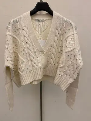 Max Mara Embellished Ribbed Knit Cardigan