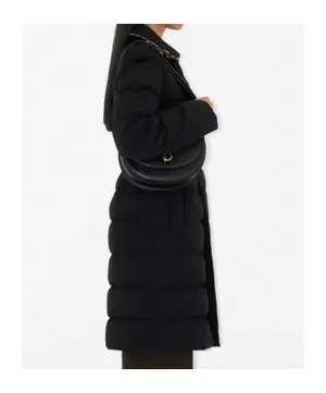 Burberry Belted Waist Mid-length Puffer Coat - Black/sand