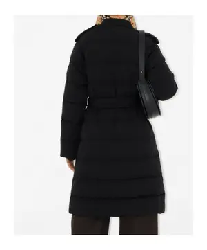 Burberry Belted Waist Mid-length Puffer Coat - Black/sand