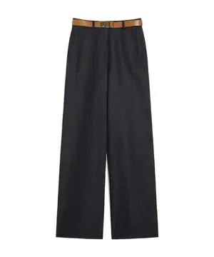 Max Mara Max Mara Studio Murge Belted Wide Leg Trousers Blue