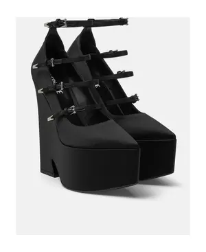 Versace Tempest Strappy Platform Pointed Toe Pumps