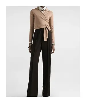Dolce & Gabbana Wrapped Knitted Cardigan With Lapel Neck - Brown