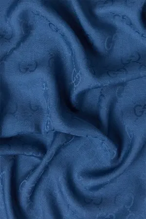Gucci Logo Wool Scarf - Blue
